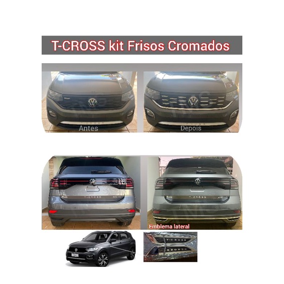 kit Cromado T-Cross Sense pcd 200tsi confortline + emblema lateral ...