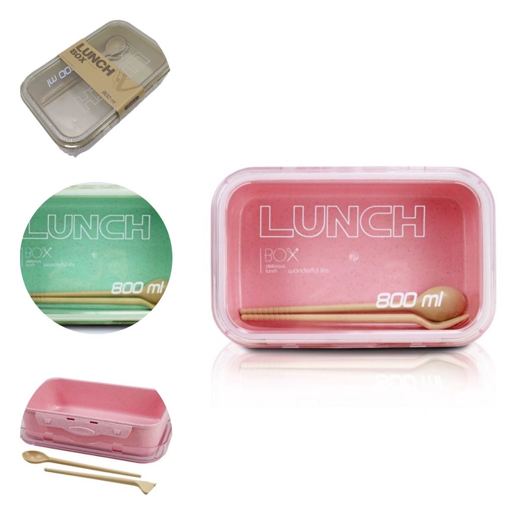 Marmita Fitness Lunch Box 800ml Colher Garfo | Shopee Brasil