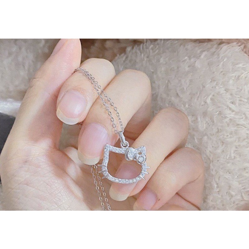 Colar De Pingente De Hello Kitty Vazado/Simples/Prateado/Chapa Para ...