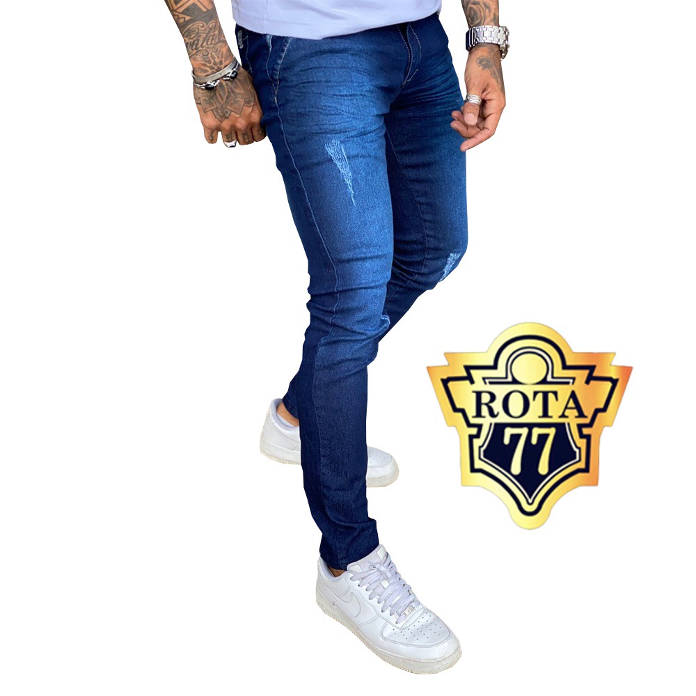 Calça Jeans Masculina Elastano Slim Skinny 11 Escorrega O Preço