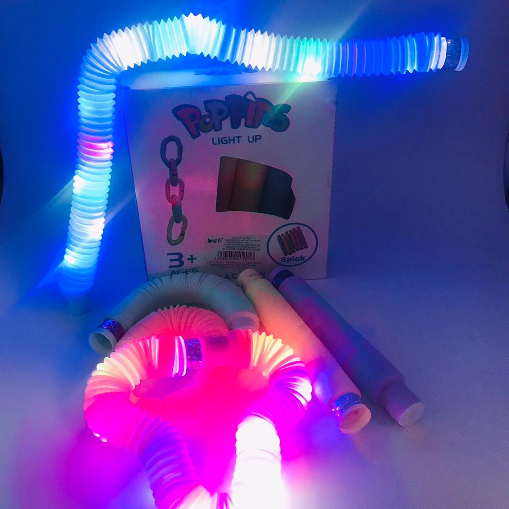 Kit 12 Pop Tube Led Fidget Toy Anti Estresse Com Led Grande | Shopee Brasil