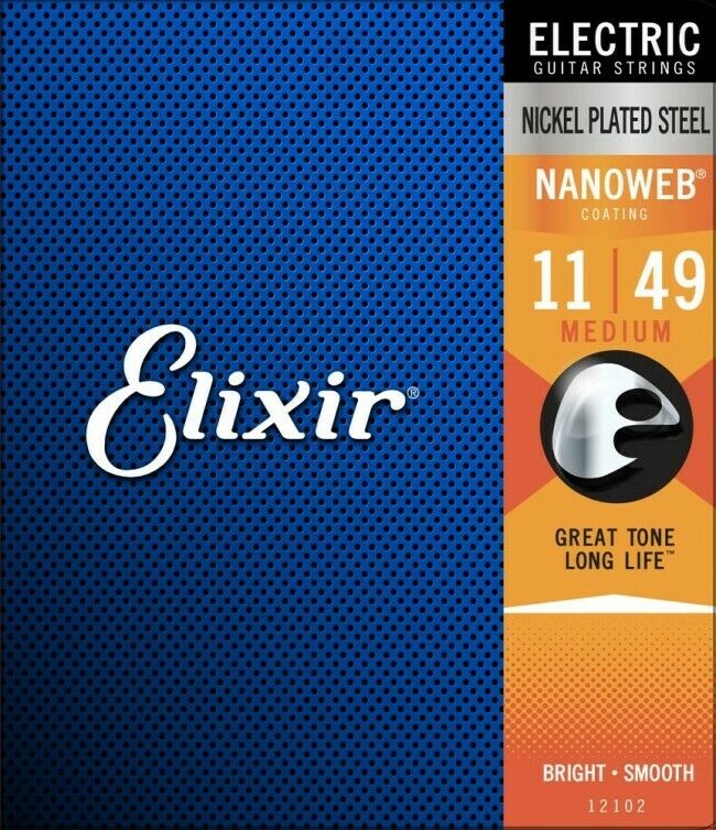 Elixir 12102 Cordas De Guitarra Elétrica Revestido 11-49 Médio | Shopee Brasil