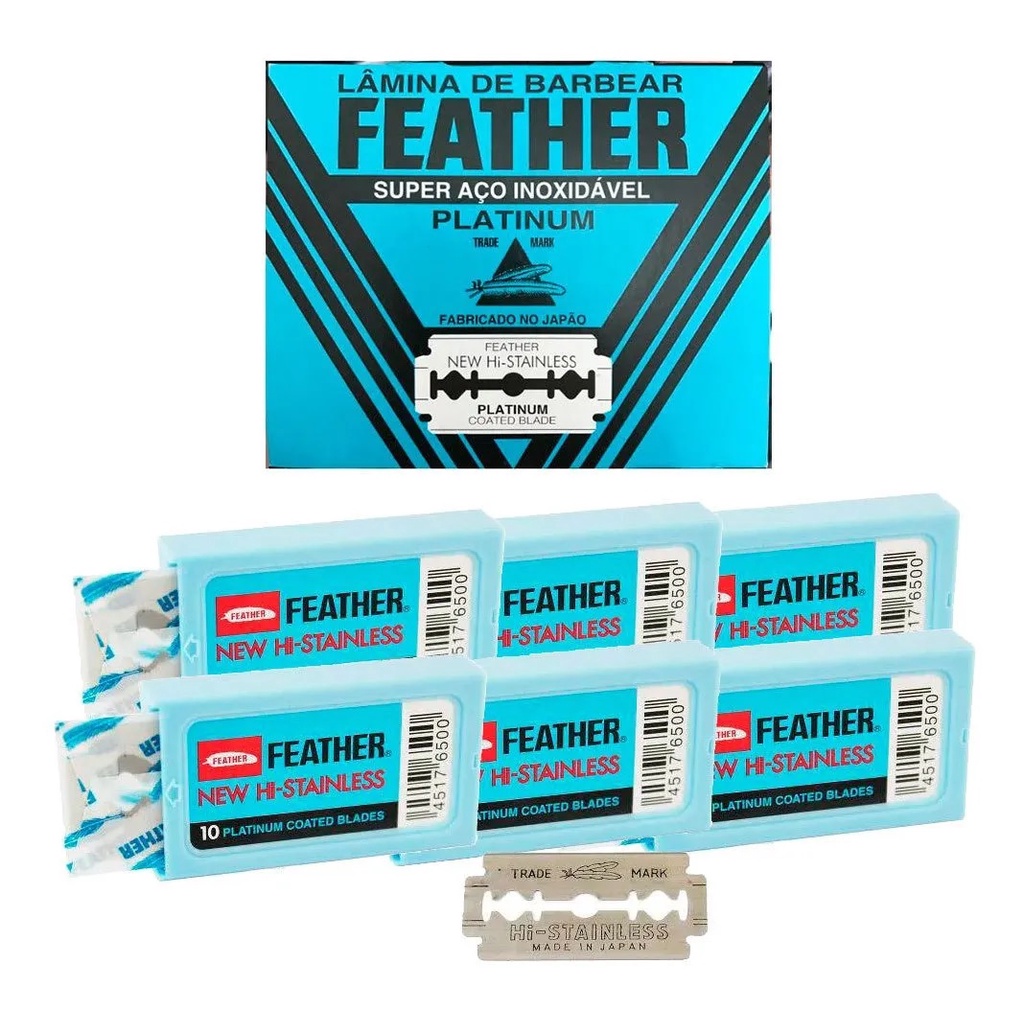 Kit 6 Feather Com 10 Lâminas Barbear Cada | Shopee Brasil
