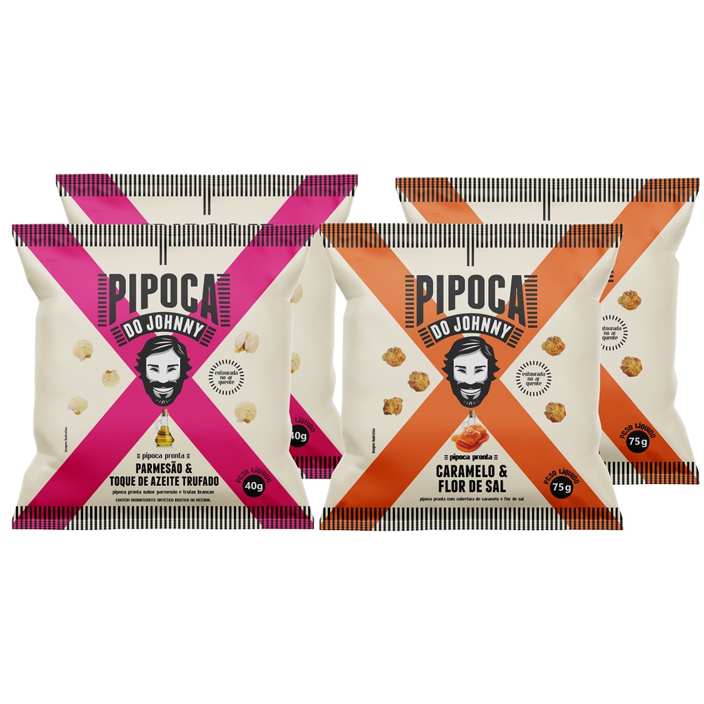 Kit 04 Unidades Pipoca Do Johnny - 2 De Cada Sabor | Shopee Brasil