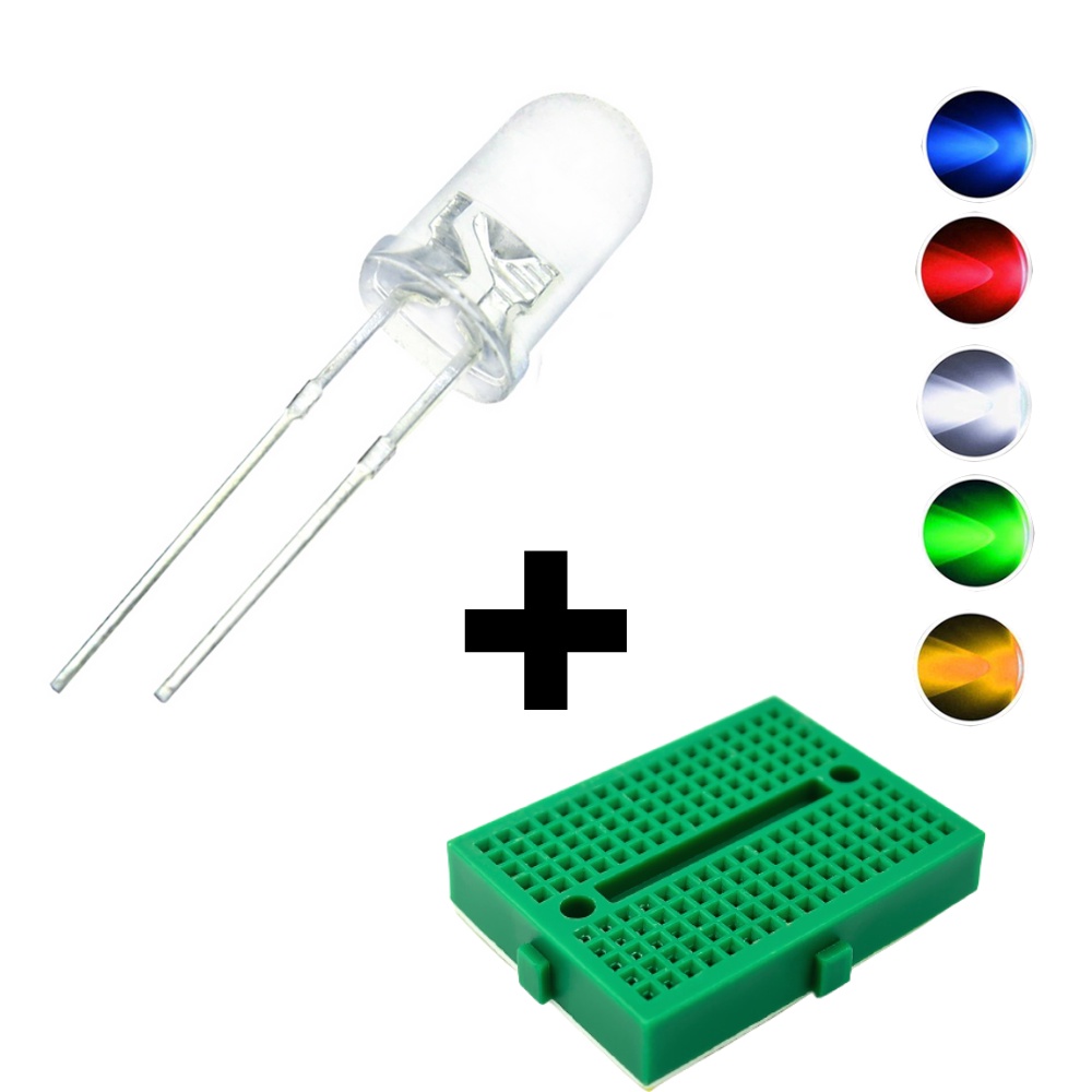 Kit Led 5mm Alto Brilho 5 cores + Protoboard - 50 Unidades | Shopee Brasil