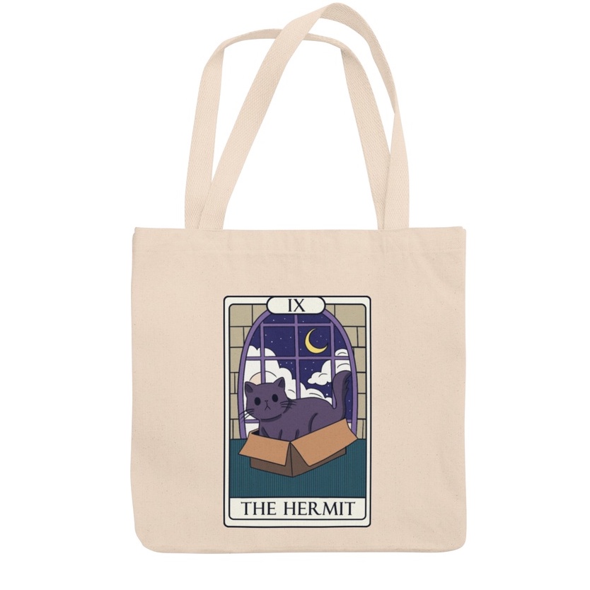 Bolsa Sacola Ecobag Com e Sem Zíper Carta de Tarot Gatinho Fofinho Hermit Místico Algodão 362.3 ...
