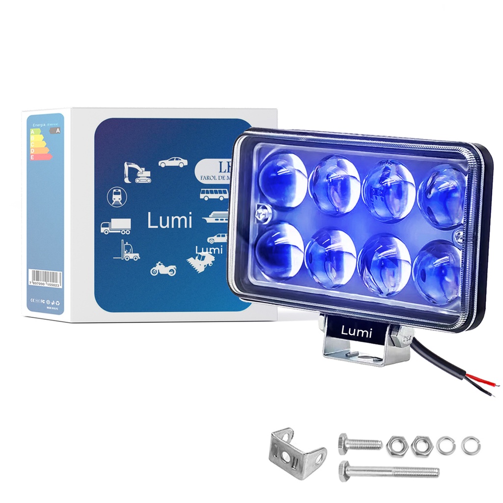 Farol de Milha Retangular Led Azul 24w Off-road Universal | Shopee Brasil
