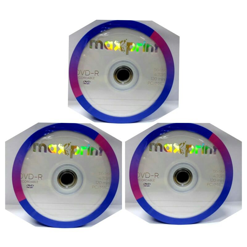 200 DVD-R MAXPRINT LOGO 4.7GB 120 MINUTOS 16X ORIGINAL | Shopee Brasil