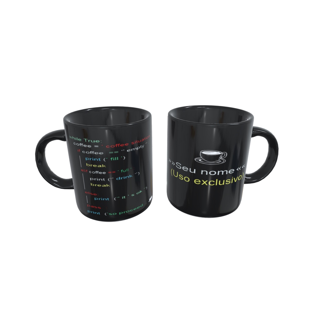 Caneca programador toda preta exclusiva - Porcelana premium 350 ml | Shopee Brasil