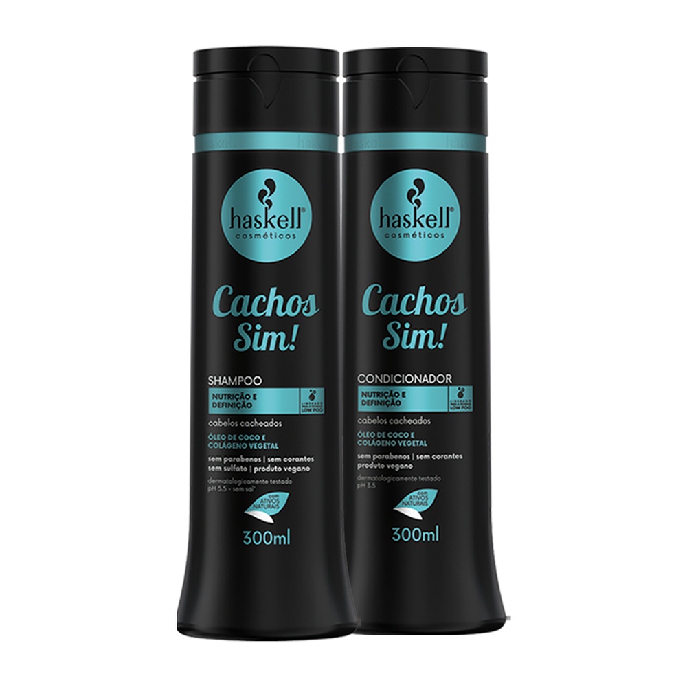 Kit Haskell Cachos Sim Shampoo e Condicionador 300ml | Shopee Brasil