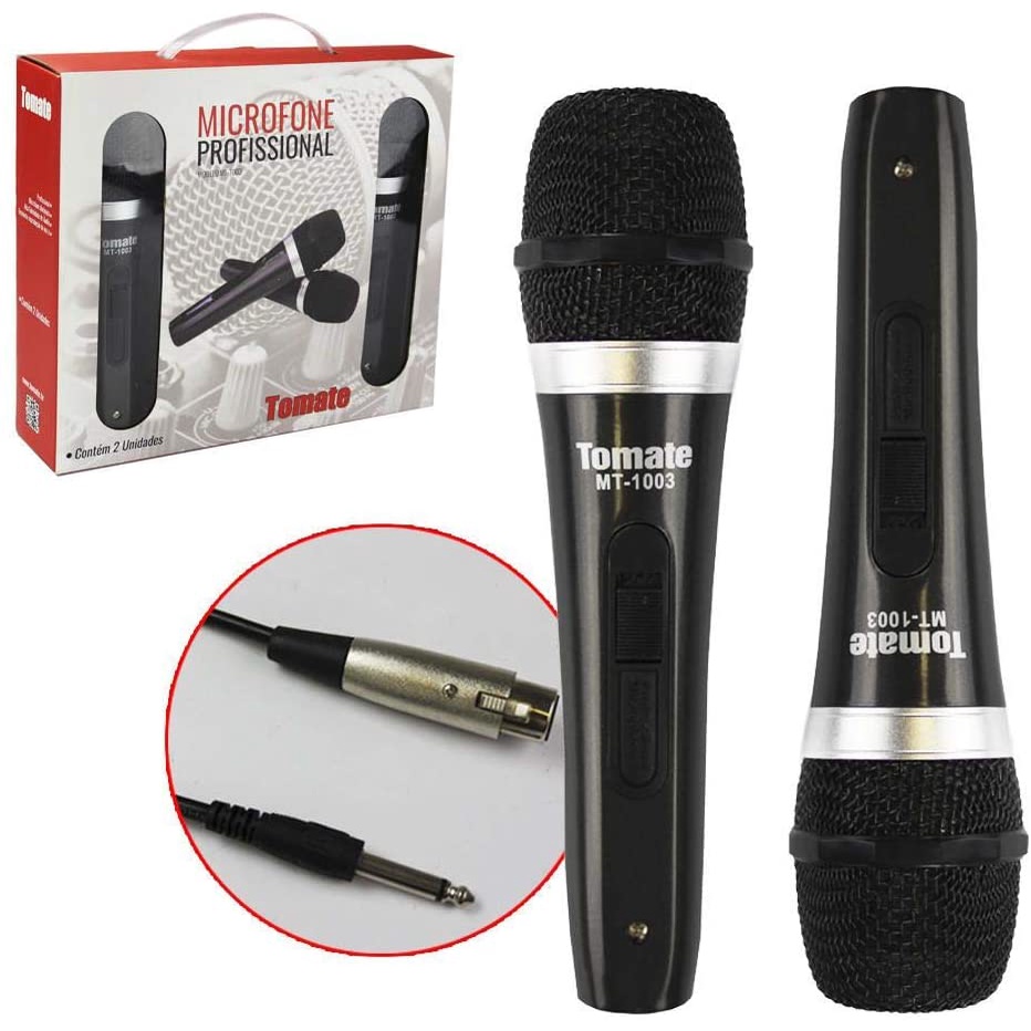 Microfone Com Fio Duplo Profissional Metal Modelo Mt-1003 | Shopee Brasil