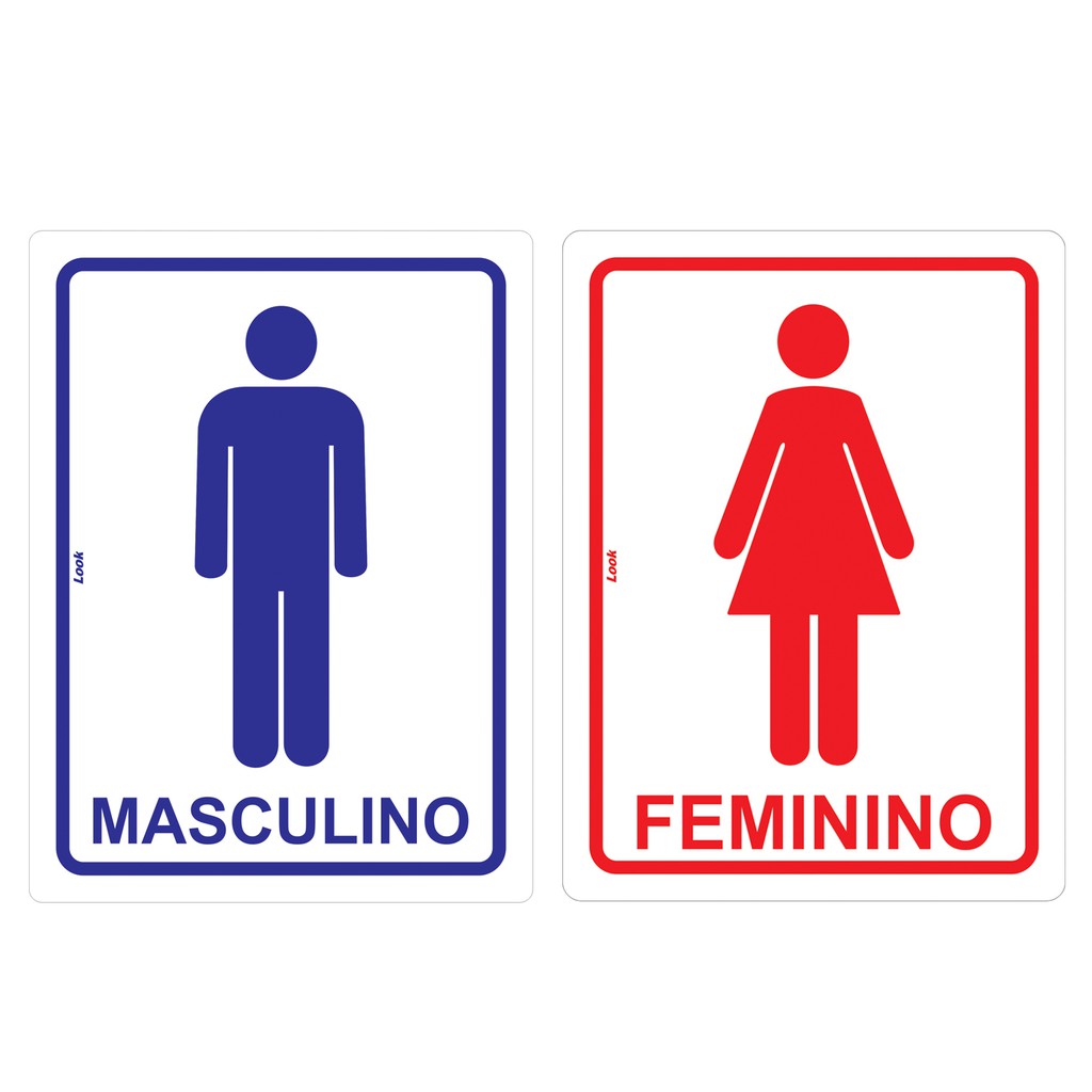 Kit com 02 Placas de Sinalização Banheiro Masculino e Feminino ...