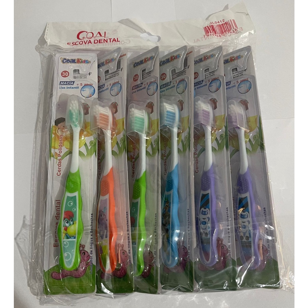 Kit 12 Escovas Dental Infantil Basic Kids Cerdas Macia +5 Anos Diversas ...