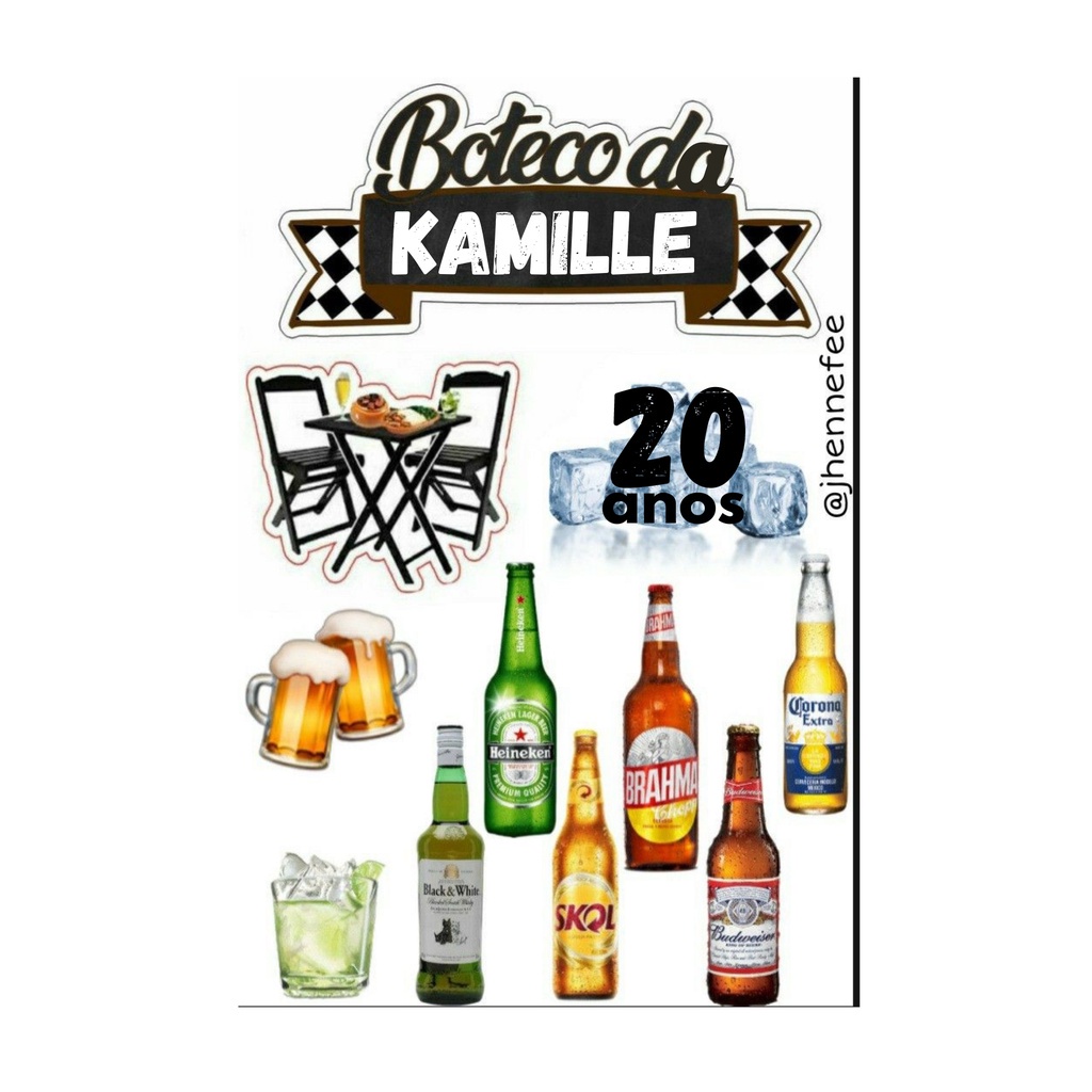 Topo De Bolo BOTECO Topper Vários Temas Papel glossy 180g Foto Alta ...