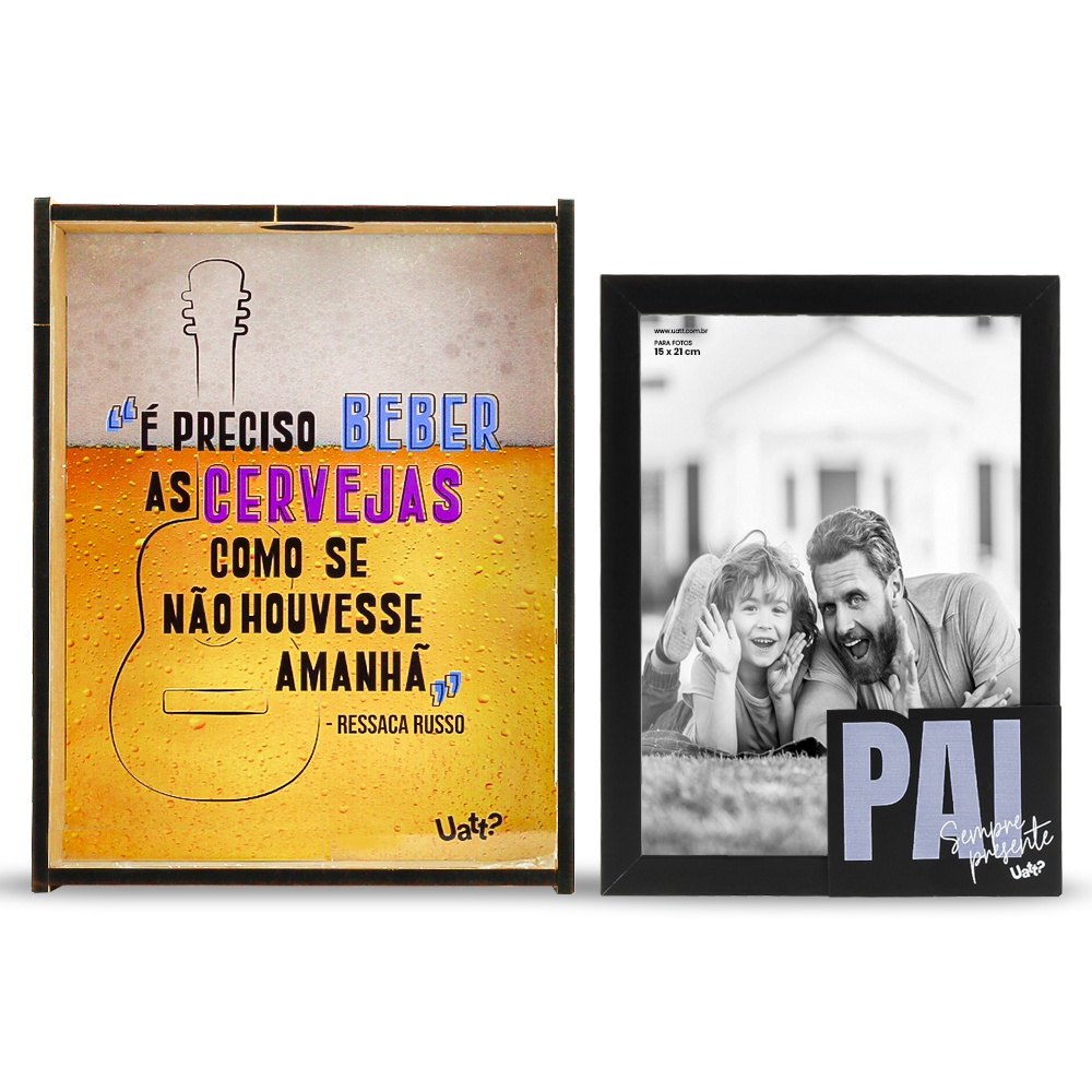 Kit Presente Dia Dos Pais Porta Retrato E Quadro Porta Tampinhas