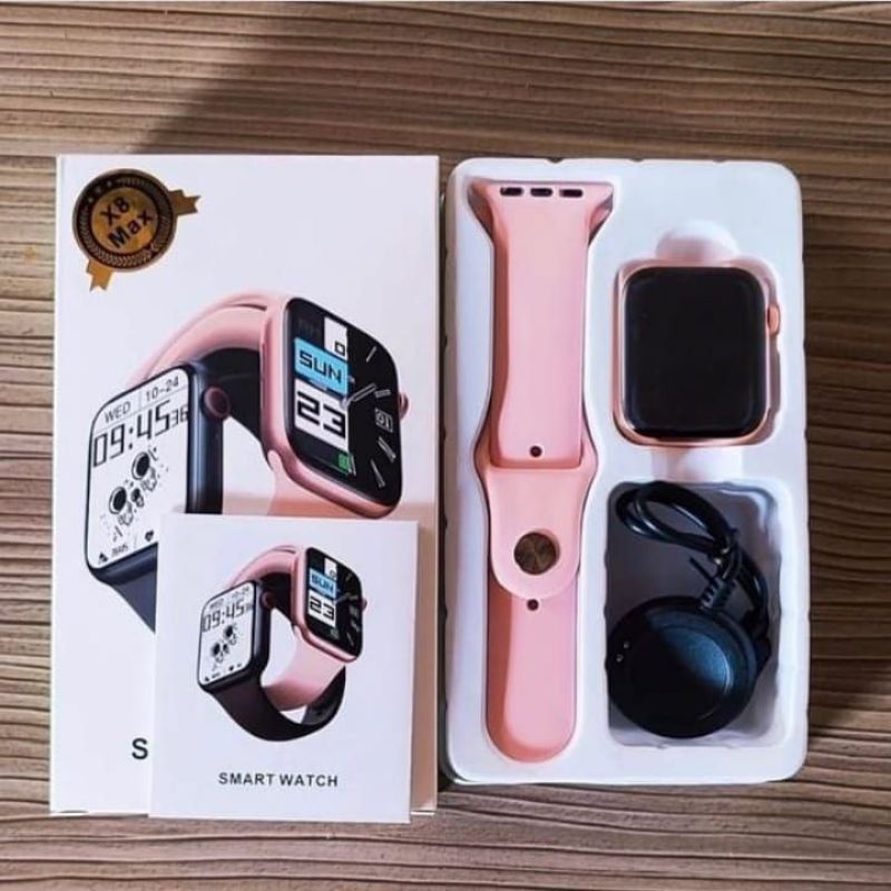 smartwatch x8 Pro lançamento 2021 (rosa, preto e branco) | Shopee Brasil