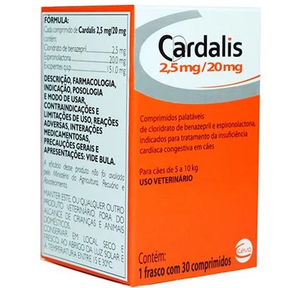 Cardalis 2,5mg/20mg C/ 30 Comprimidos - Tratamento da Insuficiência ...