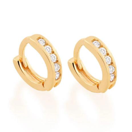 Brincos Rommanel Argola Zircônias Folheado A Ouro 523214 320721 ...