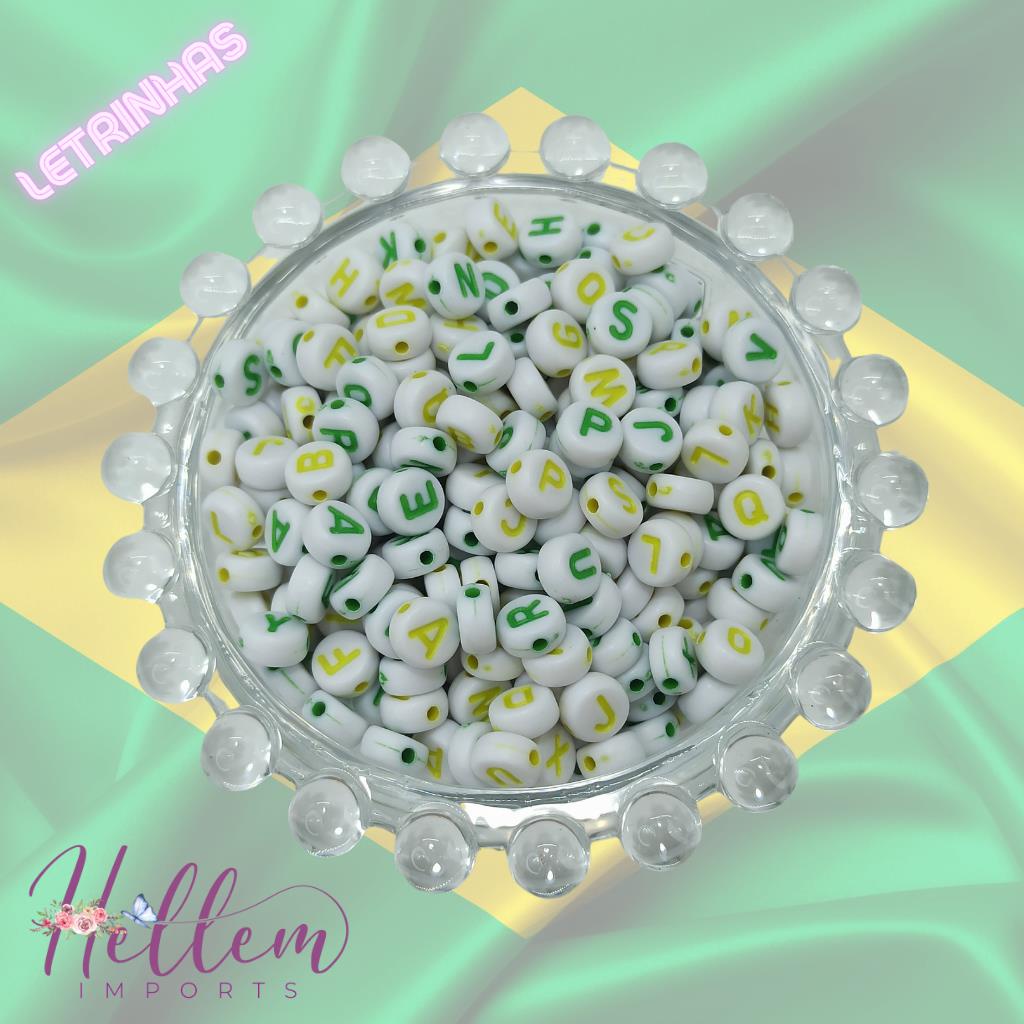 Mix Letra Copa Chata Verde e Amarela 7mm (50gramas) | Shopee Brasil