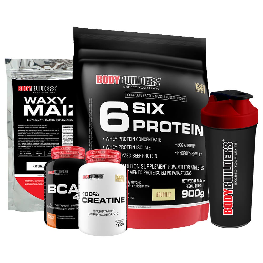 KIT Six 6 Protein 900g, BCAA 100g, Creatine 100g, Waxy Maize 800g ...