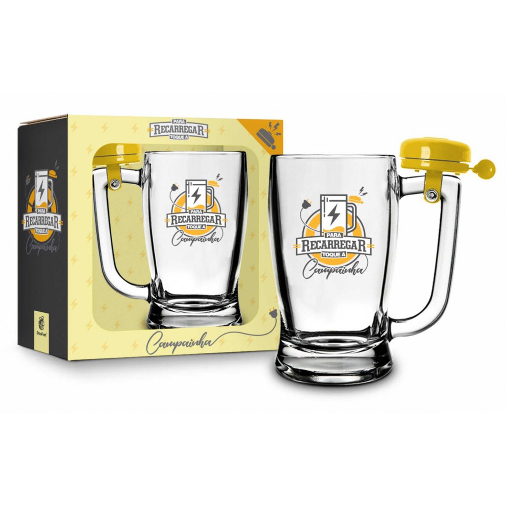 Caneca Chopp Cerveja C/ Campainha Taberna Vidro 340ml | Shopee Brasil