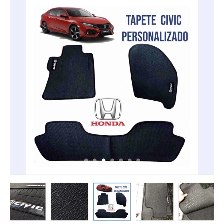 Conjunto Tapete Carro Civic Pvc Personalizado Bordado | Shopee Brasil