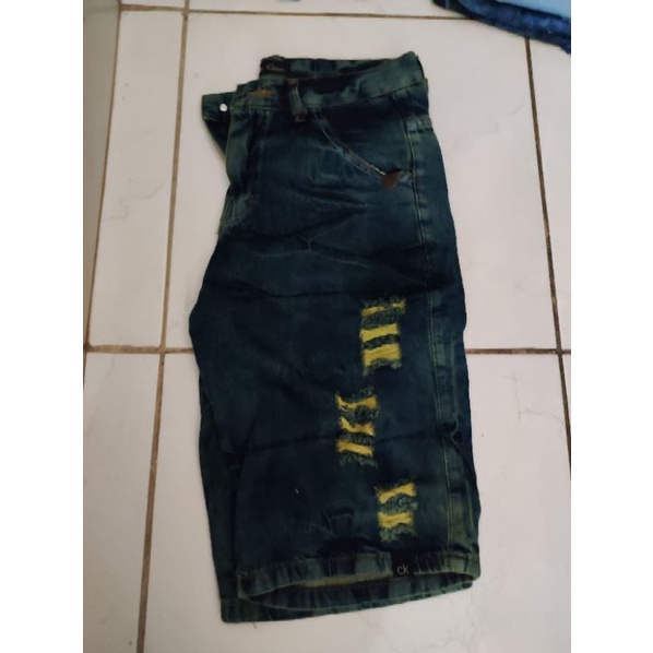 Shorts jeans masculino rasgado | Shopee Brasil