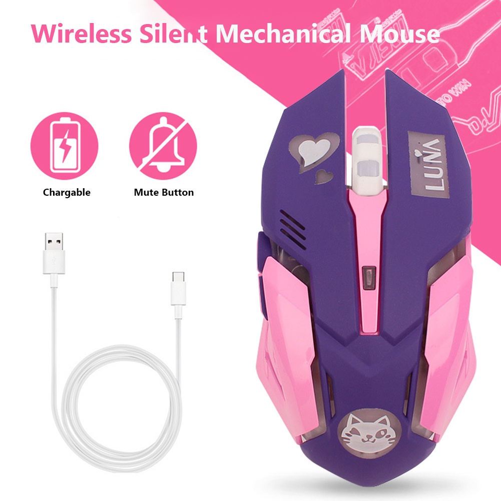 Mouse Gamer Com Fio Rosa Silencioso Ergon Mico Led Usb Menina Fofo Jogo Do Jogo Muose Para ...