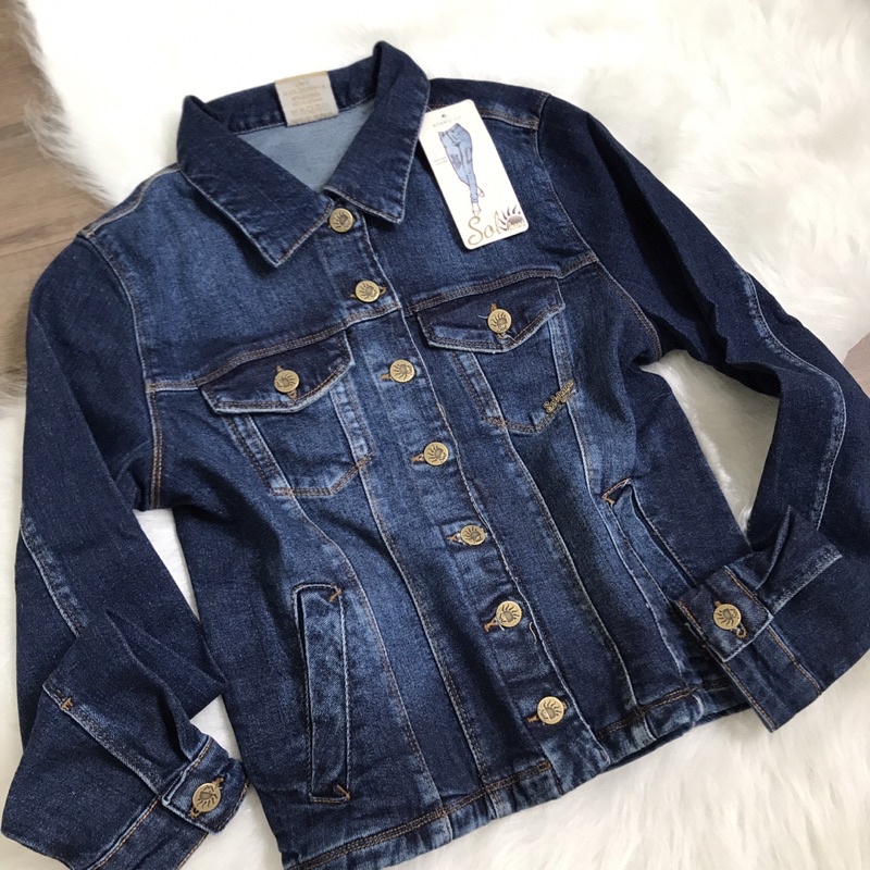Jaqueta Jeans Feminina Sol Jeans com Elastano/ Jaquetinha Jeans Premium ...
