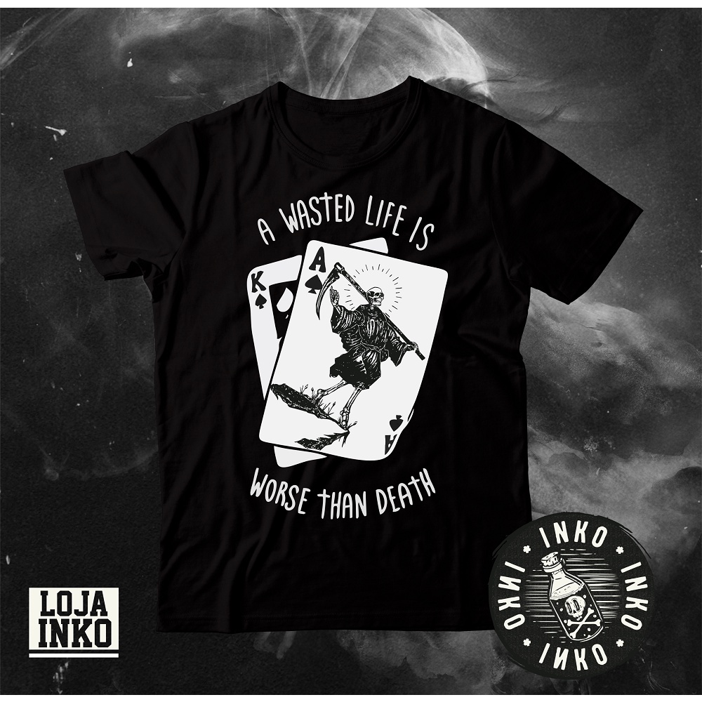 Camiseta DEATH/A Wasted Life/Austhetic/alternative/gothic | Shopee Brasil