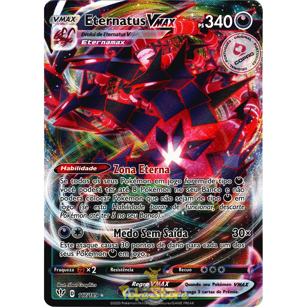 Carta Pokemon Eternatus VMAX Português 117/189 Card Original Copag ...