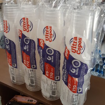 Copo Descartavel Ultra Pp Transparente Liso 700 770ml C/25un | Shopee Brasil