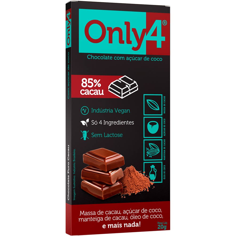 Chocolate Only4 85% Cacau Genevy 20g | Shopee Brasil