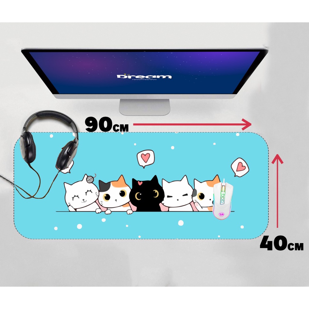 Mouse Pad Gamer Gatinhos Extra Grande 90x40 70x30 60x40 gatos gatinho ...