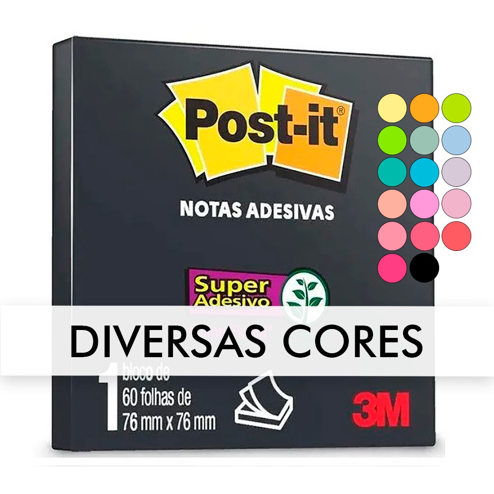 Bloco de Notas Adesivas Post-it 76mm x 76mm 3M - 1 UN | Shopee Brasil