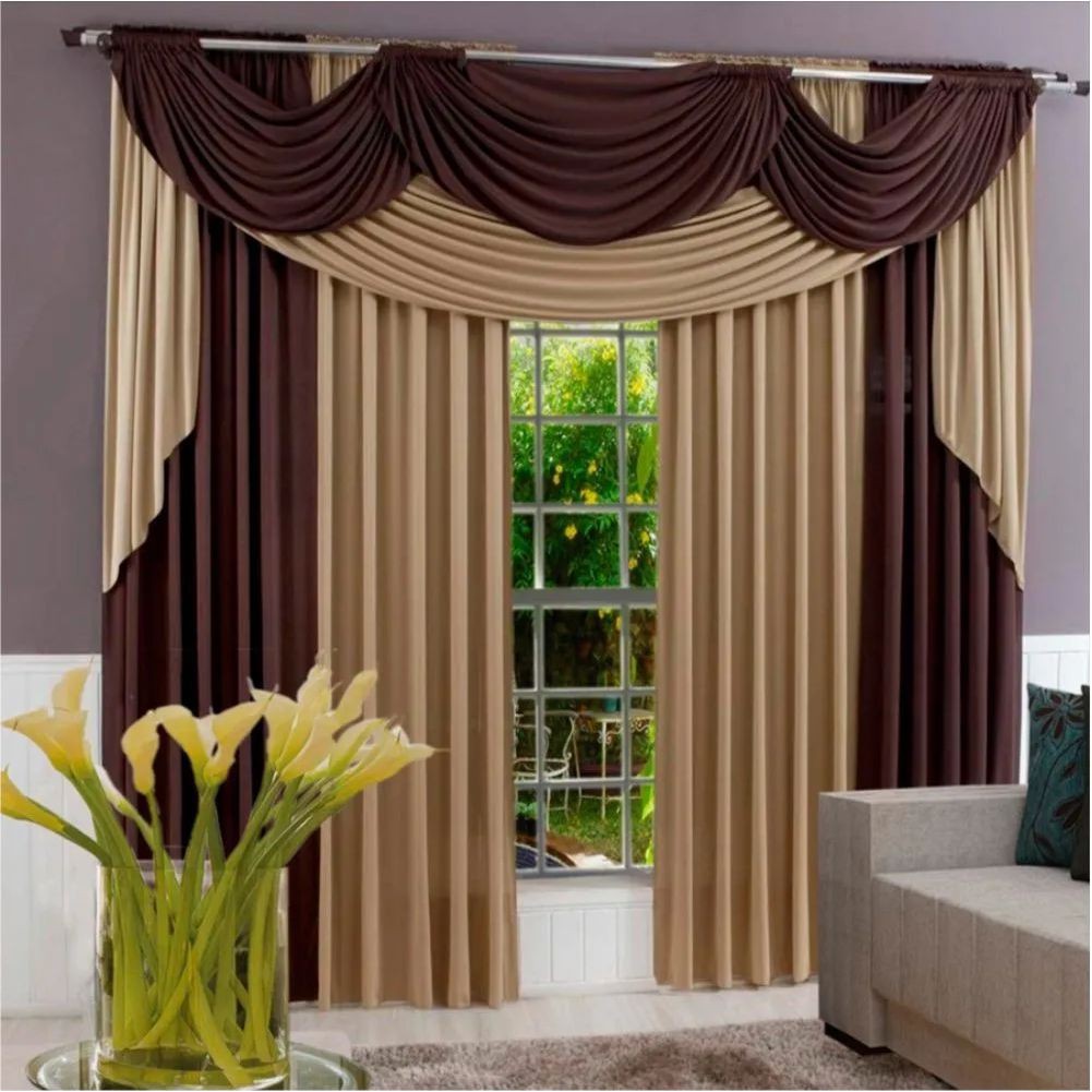 Cortina Paris para Varão em Malha 3,00m x 2,60m Sala Quarto - Marron ...
