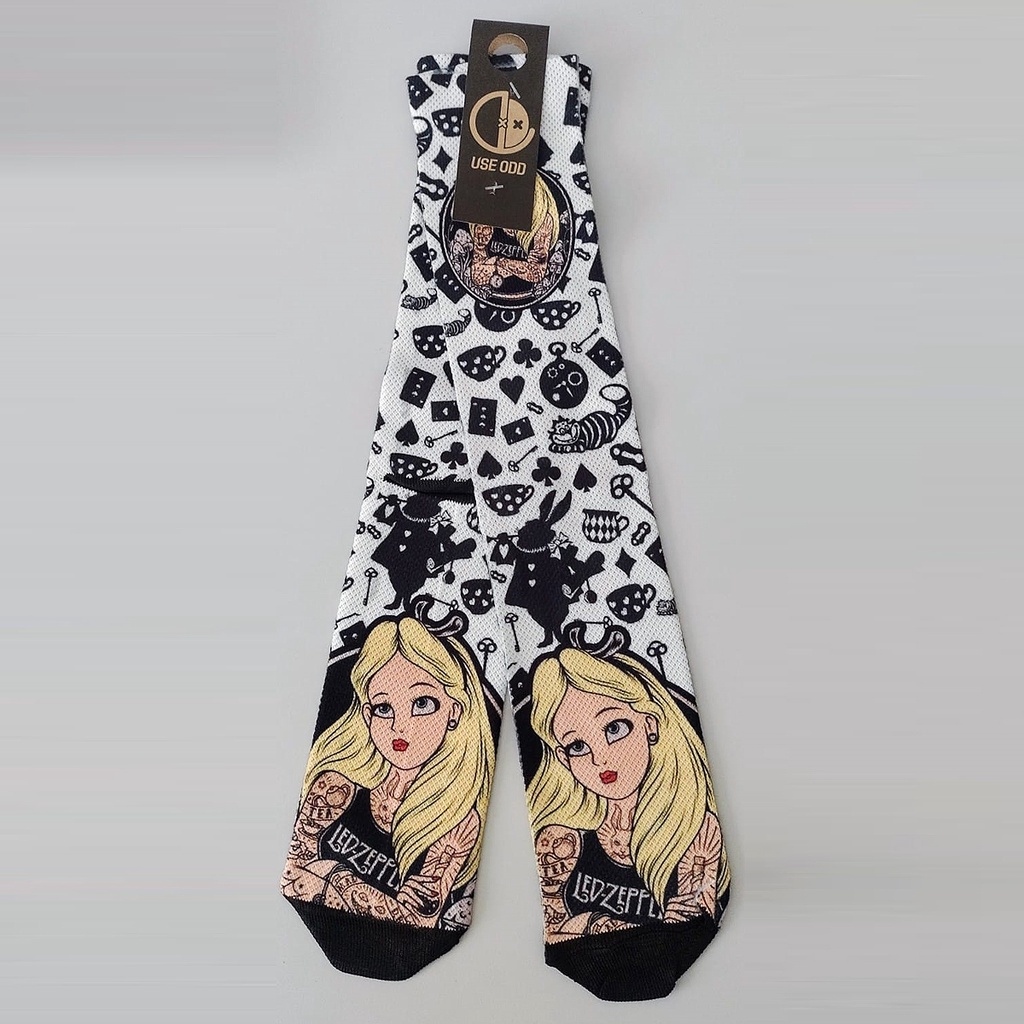 Par de Meias Estampadas Divertidas Alice Roqueira Dry Fio Altíssima ...