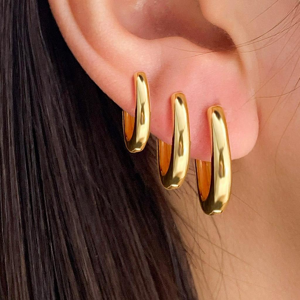 3pcs Brincos Clássicos Simples em forma de U Brincos Clássicos Todos os ...