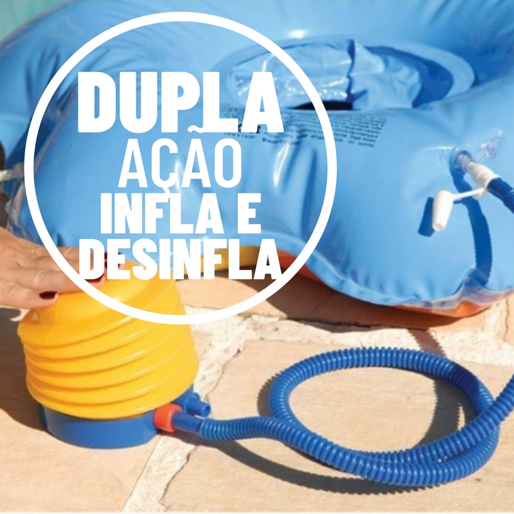 inflador sanfonado dupla ação infla e desinfla ar de boias e piscinas ...