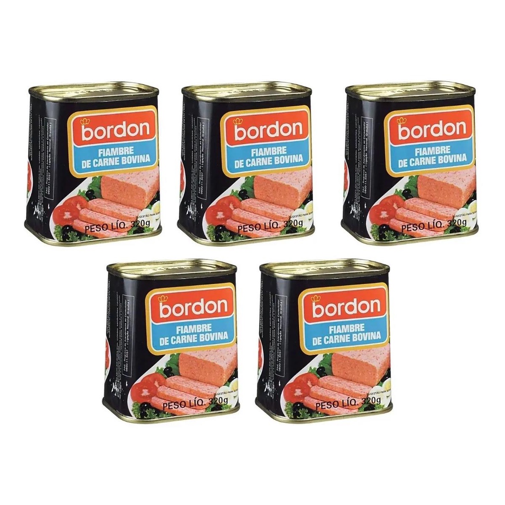 Kit 5 Fiambre Bordon Bovino Enlatado 320g | Shopee Brasil