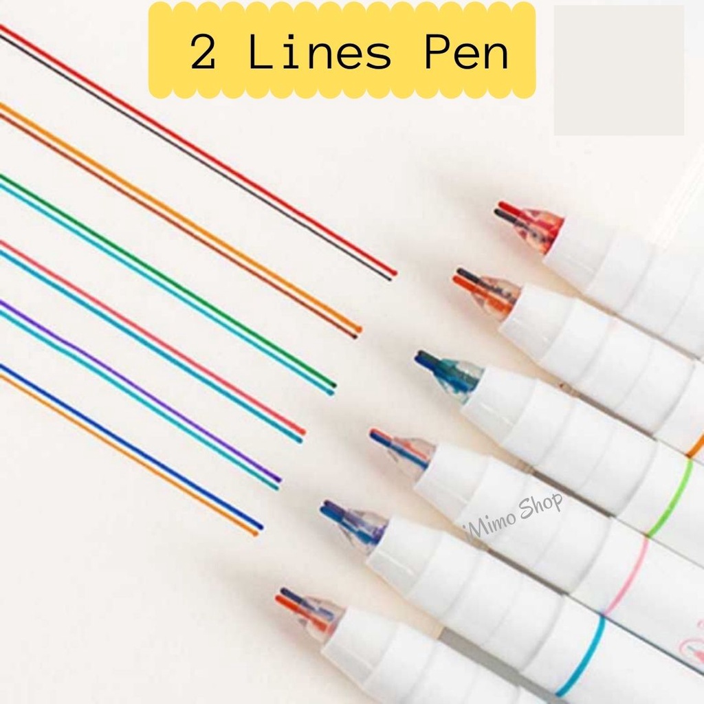 Caneta 2 Linhas Coloridas - 2 Lines Pen 0.5mm | Shopee Brasil