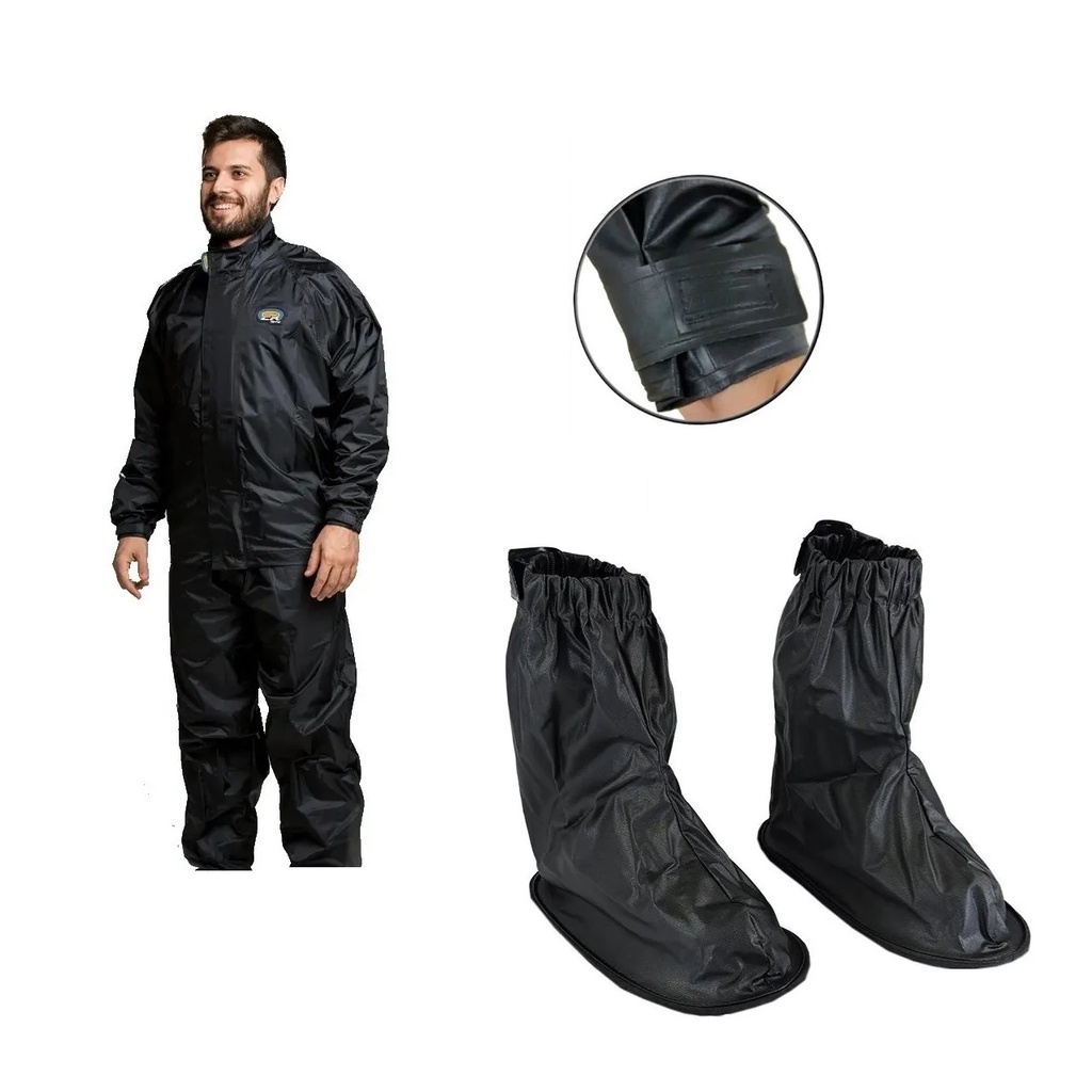 Capa De Chuva Cr California Racing Nylon + Par Polaina Piracapas ...