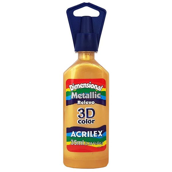 Tinta Dimensional Metallic Relevo 3D 35ml Ouro Acrilex | Shopee Brasil