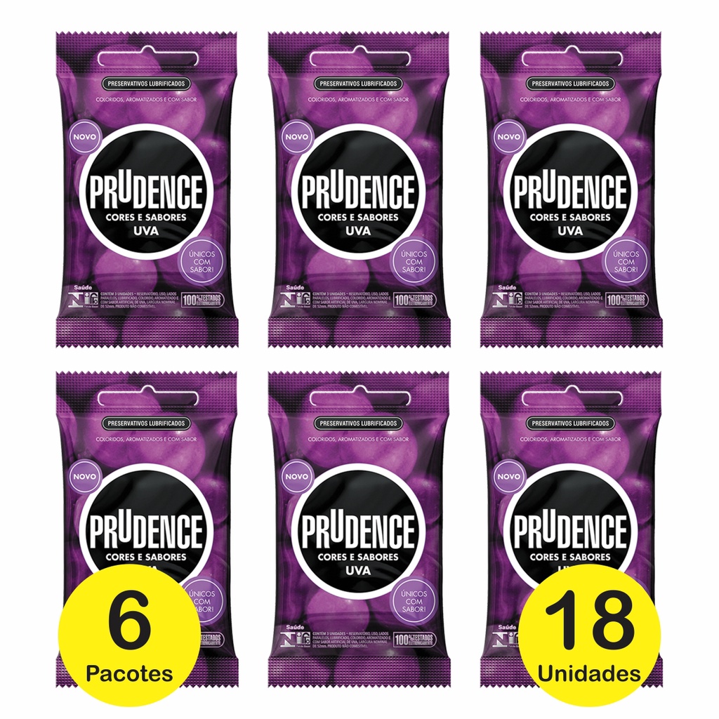 Kit 6 Pcts Preservativo Prudence Sabor Uva | Shopee Brasil