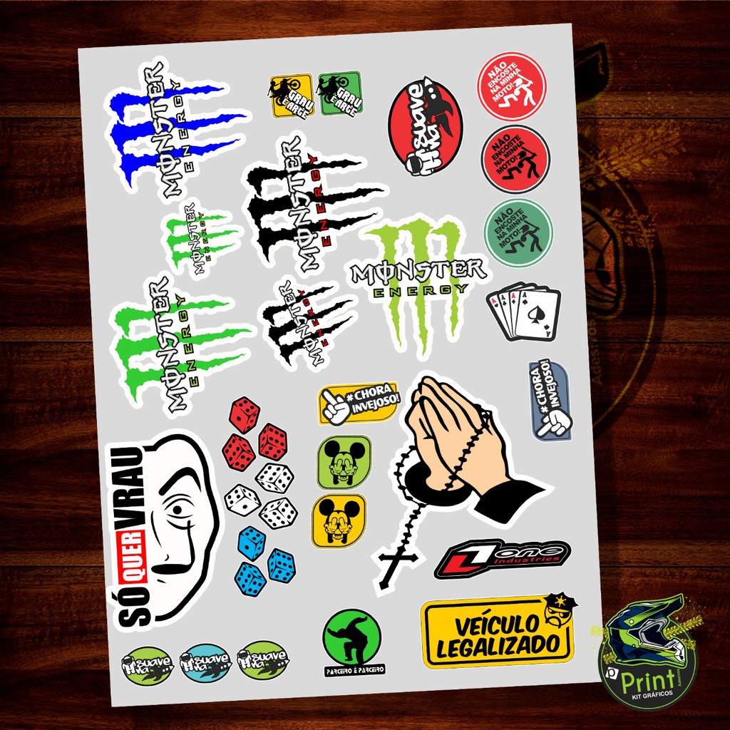Cartela De Adesivos Moto Motocross Carro Bike Caminhao 10 | Shopee Brasil