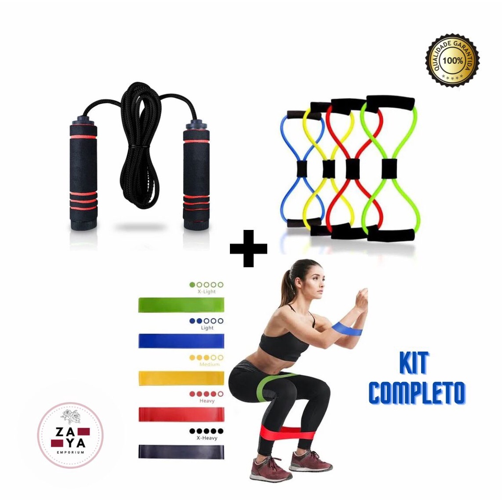 Kit de Academia Treino em Casa Fitness Profissional C/3 Produtos ...
