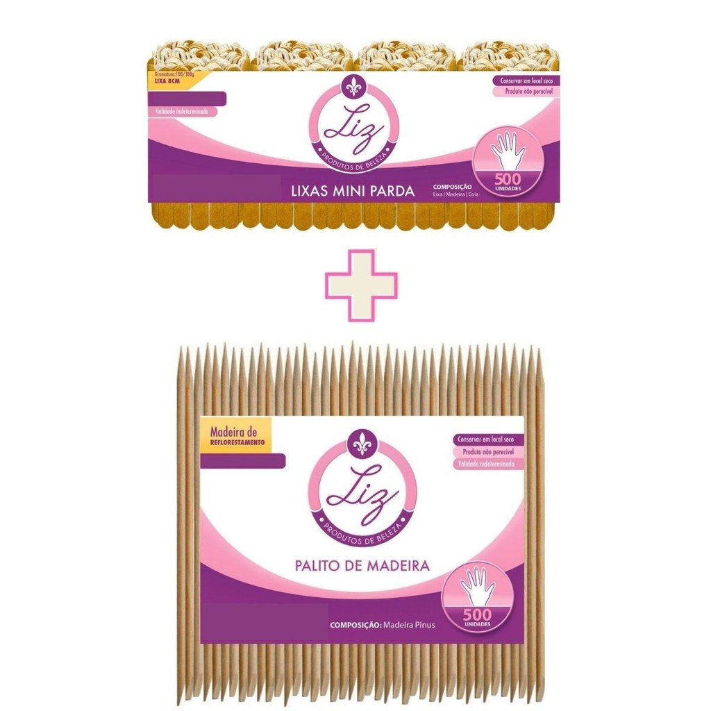 Kit manicure 500 mini lixa + 500 palitos ponta e chanfro Promoção ...