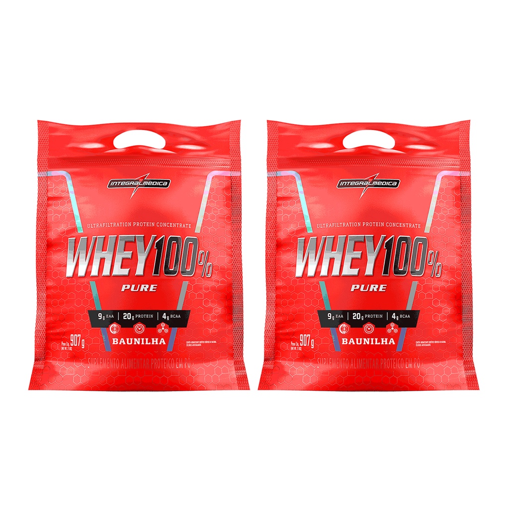 Kit - 2x Whey 100% Pure Refil 907g - Integralmedica | Shopee Brasil