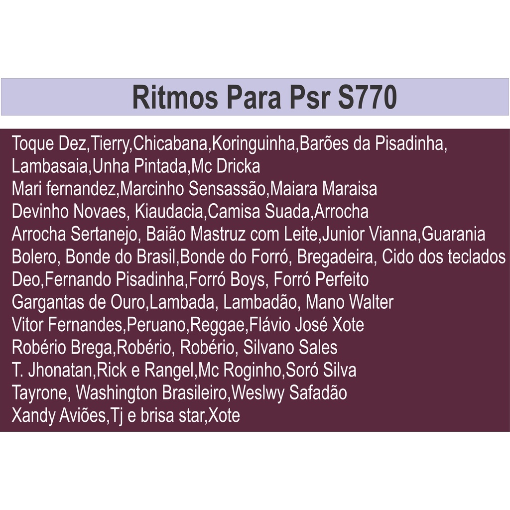 85 Ritmos no Pen Drive Para Yamaha Psr S770 | Shopee Brasil