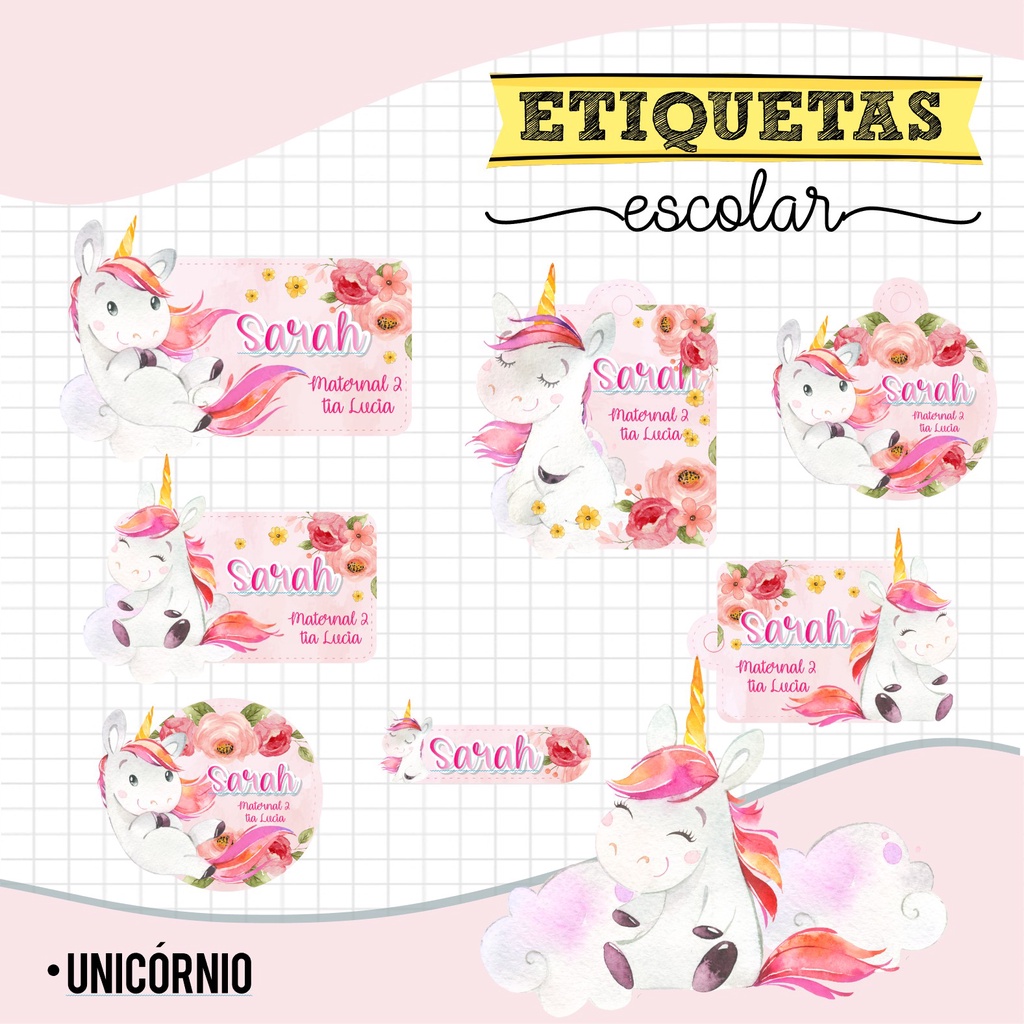 ETIQUETA ESCOLAR - UNICORNIO | Shopee Brasil